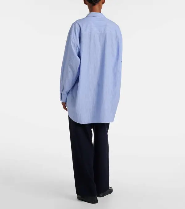 THE ROW Luka Striped Cotton Poplin Shirt