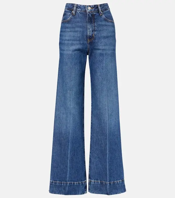 FRAME Slice High-rise Flared Jeans - Blue