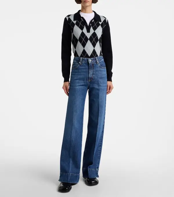 FRAME Slice High-rise Flared Jeans - Blue