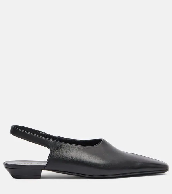Khaite Celia Leather Slingback Flats - Black
