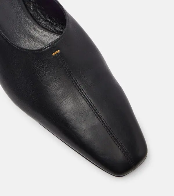 Khaite Celia Leather Slingback Flats - Black