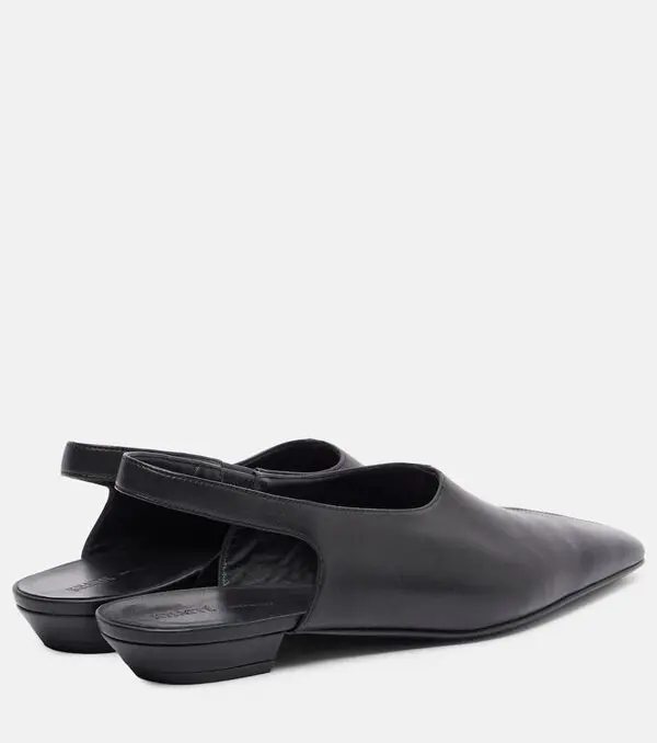 Khaite Celia Leather Slingback Flats - Black