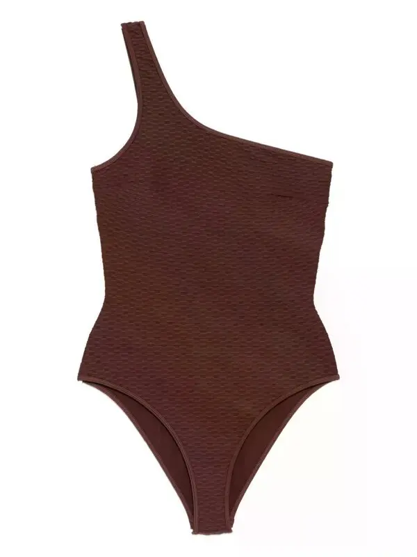 DUSKII Asymmetric-neck One-piece Swimsuit - Brown