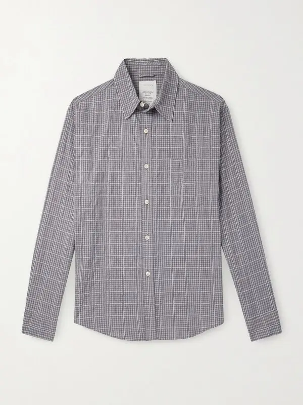 MFPEN Executive Checked Textured Cotton-blend Shirt