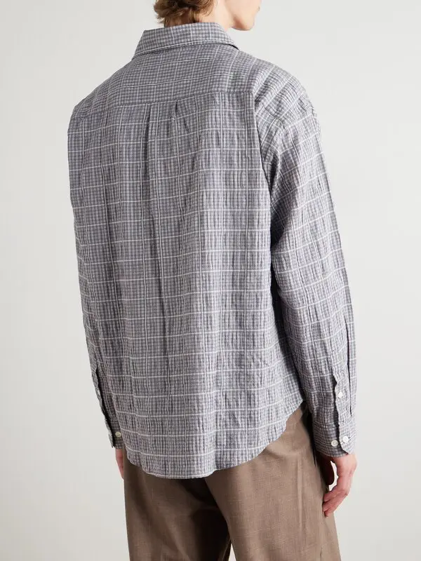 MFPEN Executive Checked Textured Cotton-blend Shirt