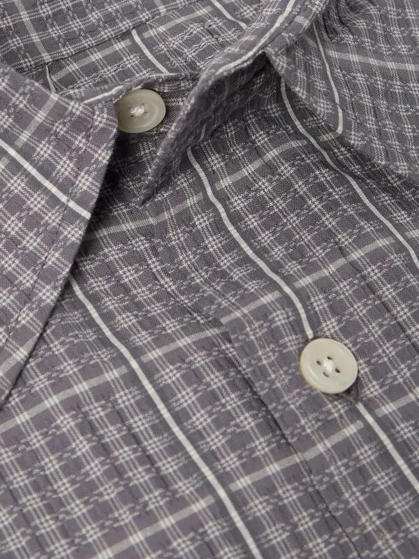 MFPEN Executive Checked Textured Cotton-blend Shirt