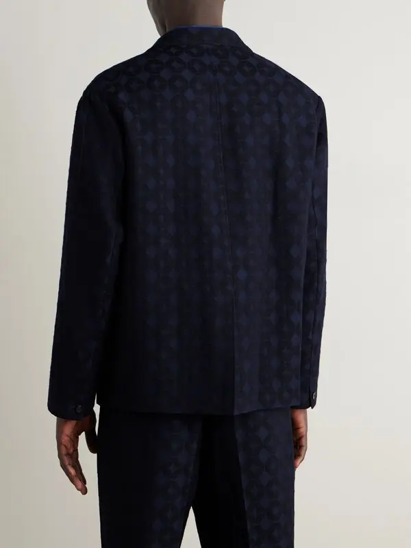 Blue Blue Japan Shippou Cotton And Wool-blend Jacquard Suit Jacket