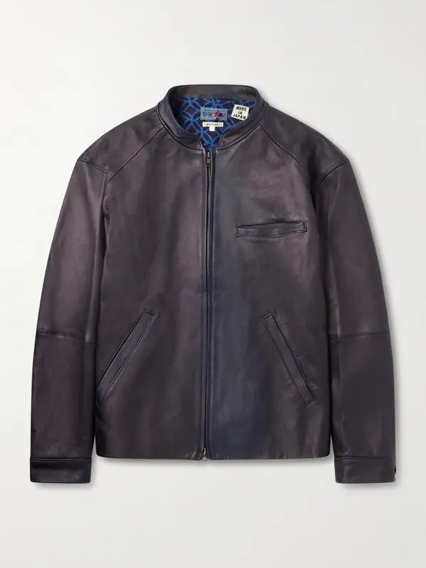 Blue Blue Japan Indigo-dyed Leather Biker Jacket