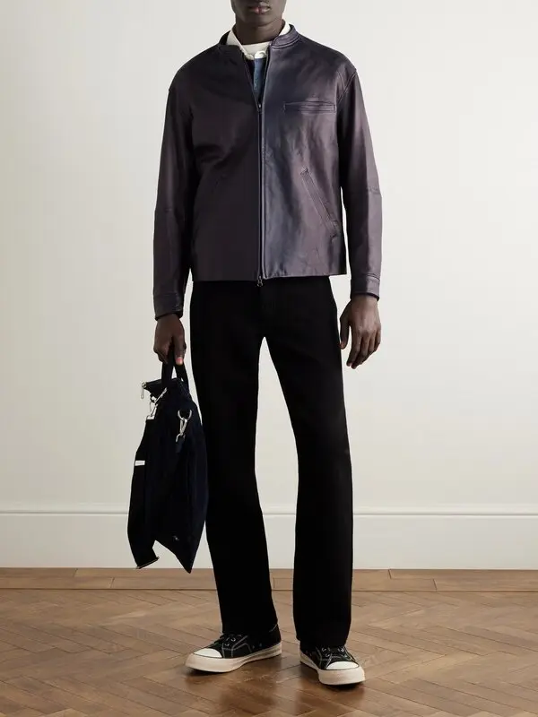Blue Blue Japan Indigo-dyed Leather Biker Jacket