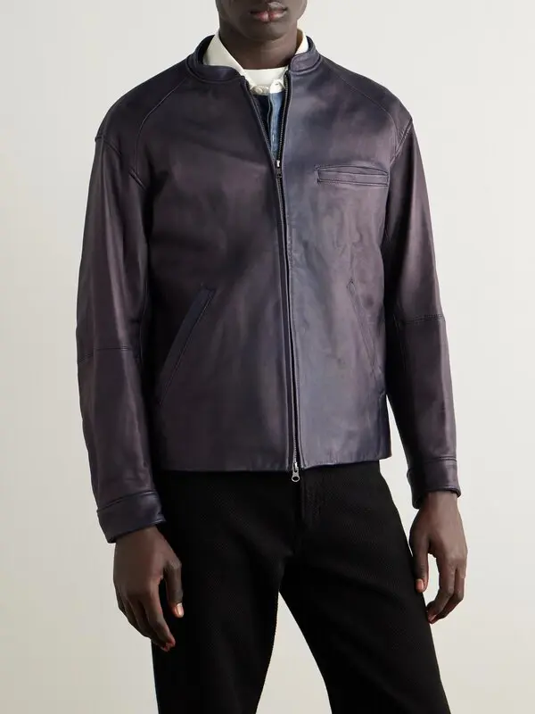 Blue Blue Japan Indigo-dyed Leather Biker Jacket