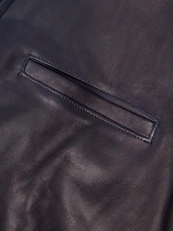 Blue Blue Japan Indigo-dyed Leather Biker Jacket