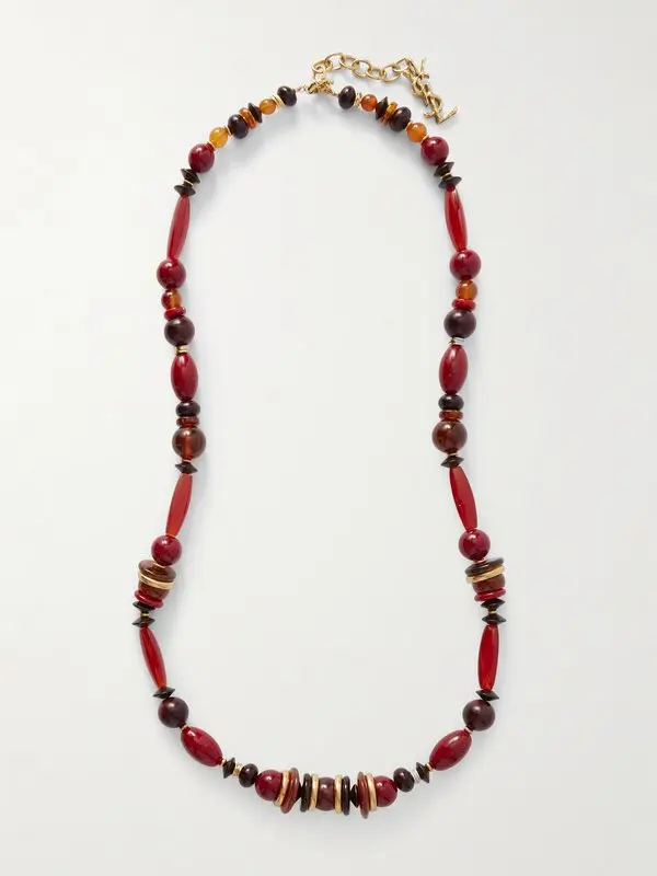 Saint Laurent Loulou Beaded Necklace - Red