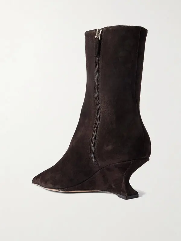 Paris Texas Nina Suede Wedge Ankle Boots - Brown