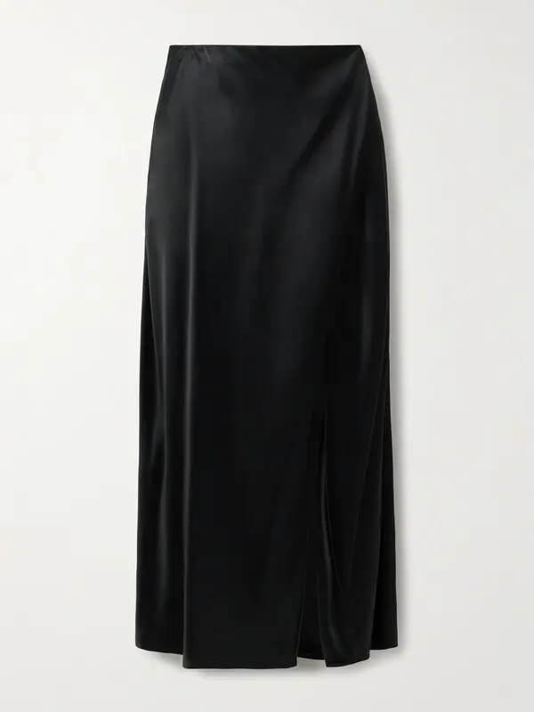 Khaite Demi Satin Midi Skirt - Black