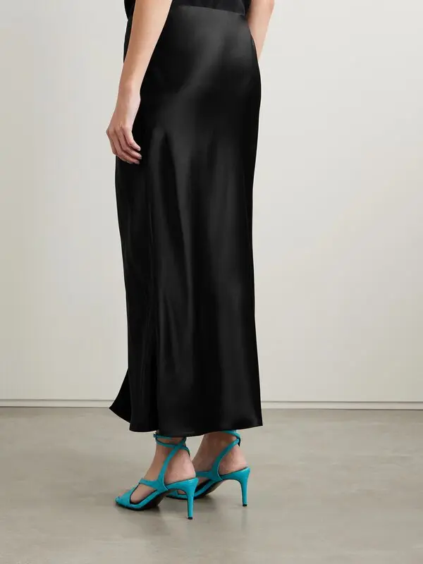 Khaite Demi Satin Midi Skirt - Black