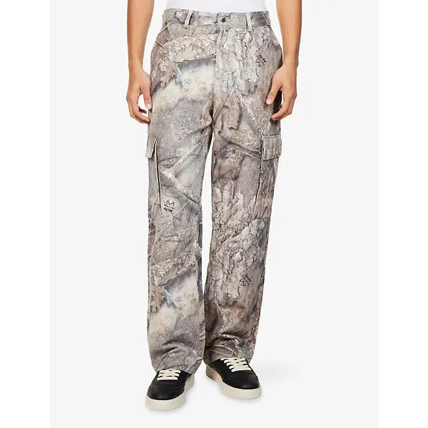 REPRESENT Camouflage-pattern Cotton Cargo Trousers