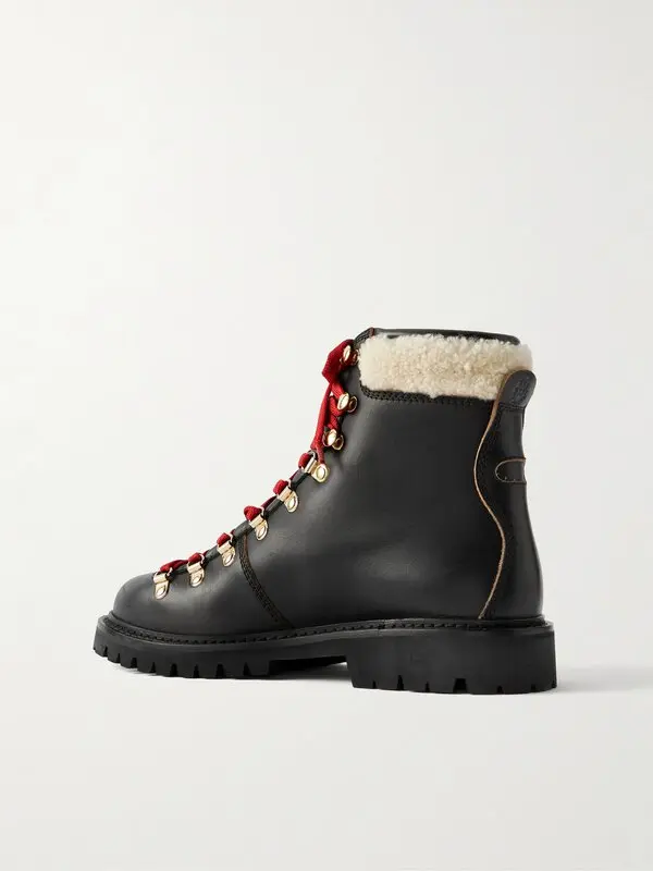 Bally Shearling-trimmed Leather Ankle Boots