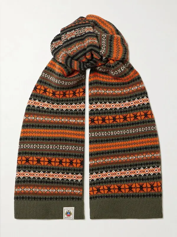 Bally Fair Isle Wool Scarf - Green