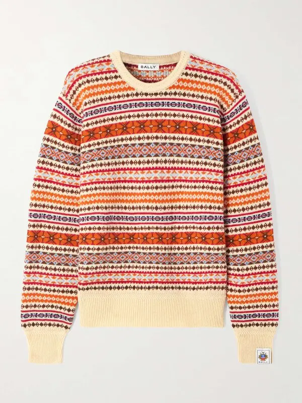Bally Jacquard-knit Wool Sweater - Beige