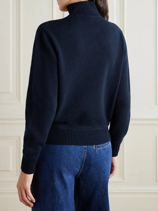 Bally Bead-embellished Embroidered Wool Turtleneck Sweater
