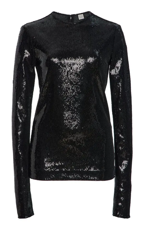 TOTEME Sequined Long-sleeve Top - Black