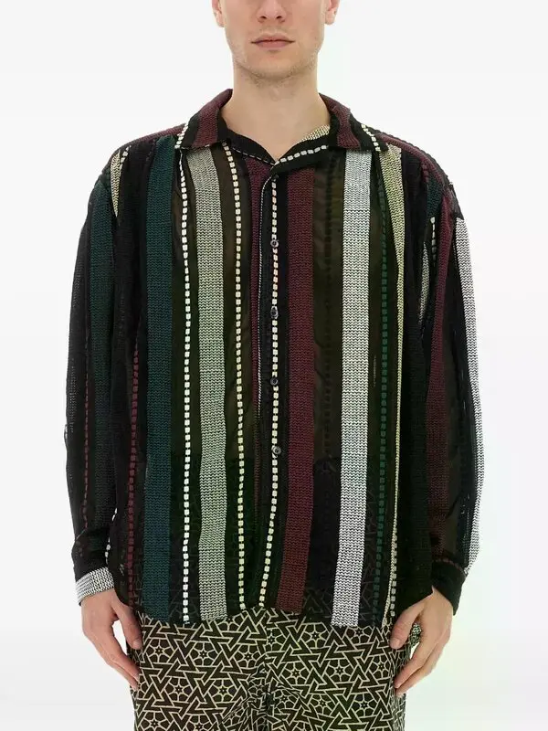 AIE Stripe-embroidered Shirt - Black