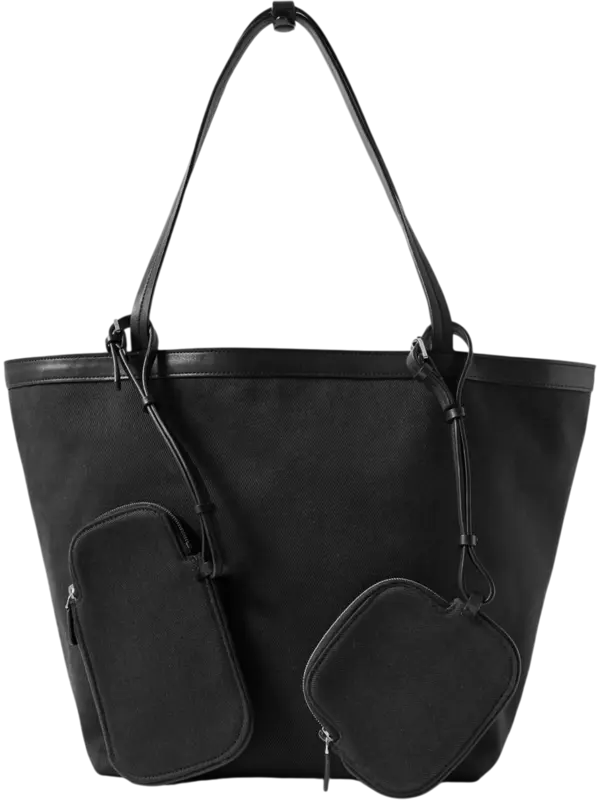 THE ROW Park Leather-trimmed Twill Tote