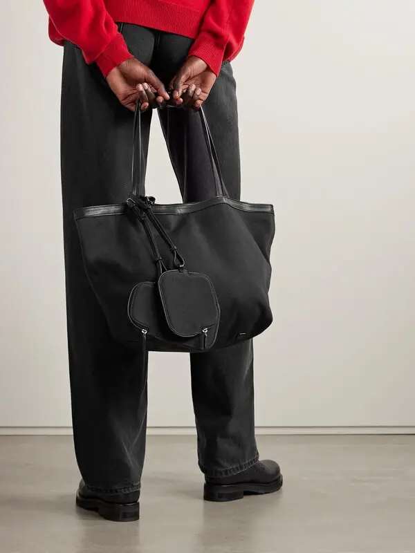 THE ROW Park Leather-trimmed Twill Tote