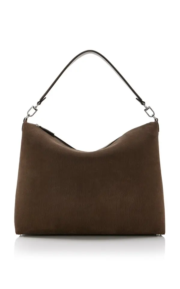 TOTEME Medium Bevel Suede Bag - Brown
