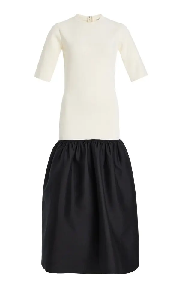 TOTEME Twinflower Silk-wool Midi Tee Dress - Ivory