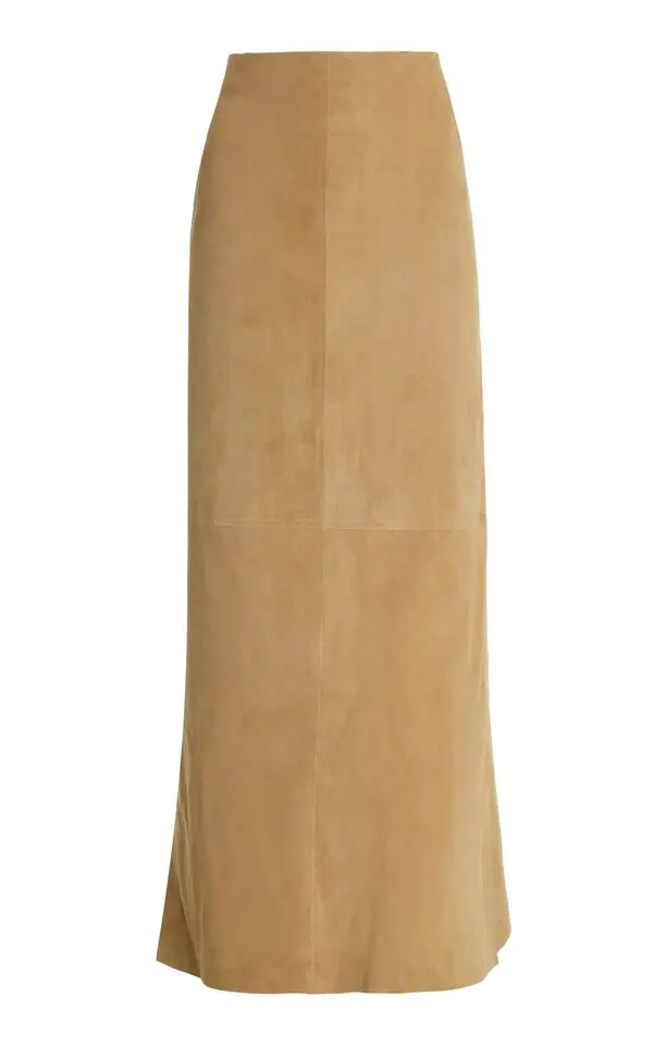 THE ROW Danas Suede Maxi Wrap Skirt - Neutral