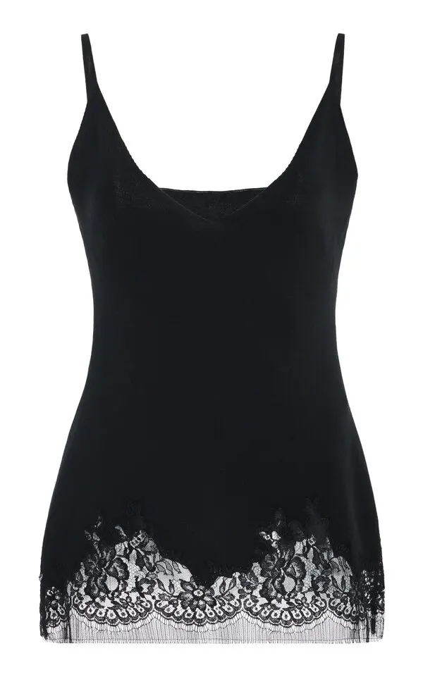 THE ROW Makka Lace-trimmed Silk Top - Black