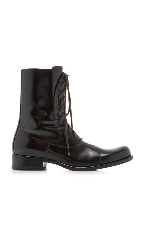 THE ROW Kai Lace-up Leather Boots - Brown