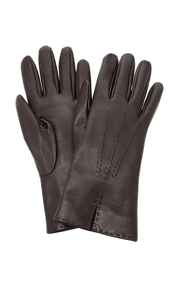 THE ROW Florence Leather Gloves - Brown