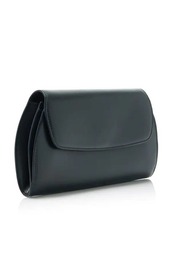 THE ROW Curved Leather Clutch - Black