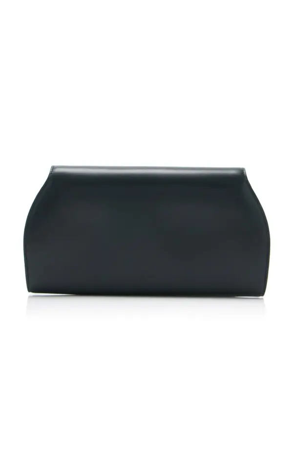 THE ROW Curved Leather Clutch - Black