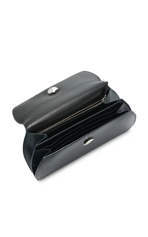 THE ROW Curved Leather Clutch - Black