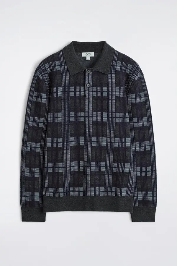 Cos Merino Wool-jacquard Polo Sweater