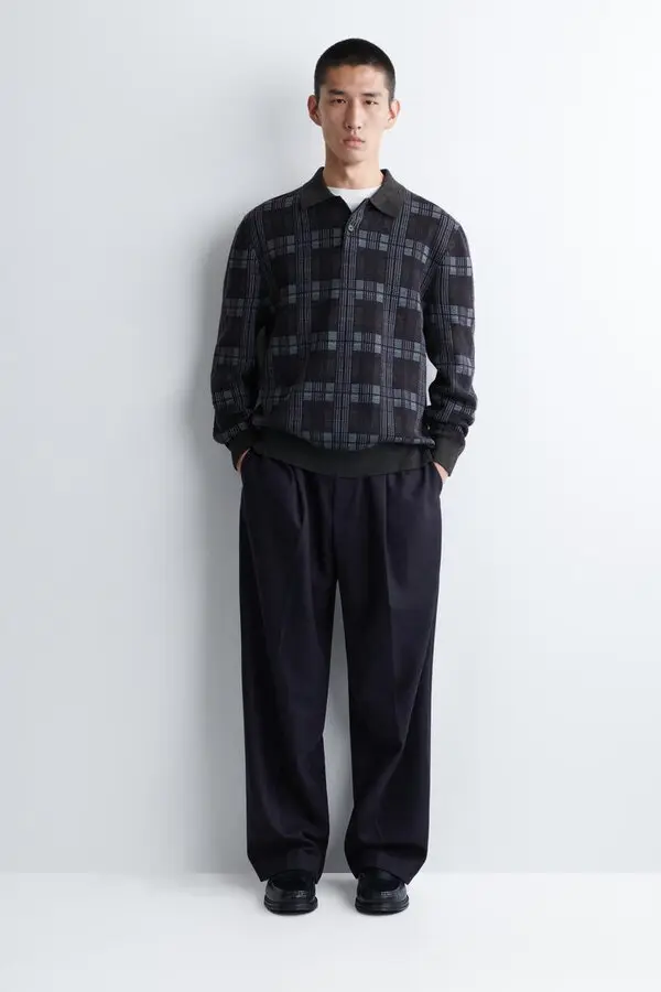Cos Merino Wool-jacquard Polo Sweater