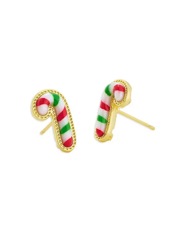 Kendra Scott Enamel & Mother Of Pearl Candy Cane Stud Earrings - Red/green/gold
