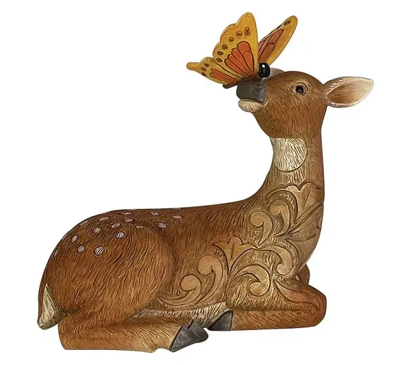 JIM SHORE Heartwood Creek Deer With Butterfly F Igurine 3.5'h - One-color