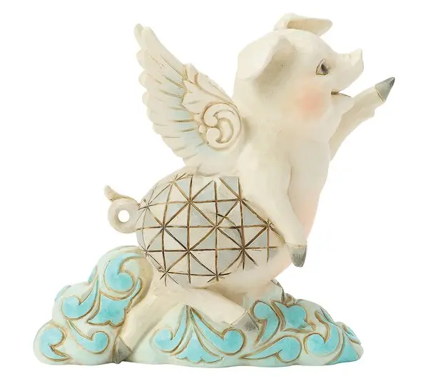 JIM SHORE Heartwood Creek Flying Pig Mini Figur Ine 3.5in H - One-color
