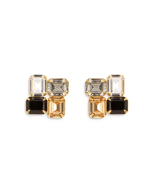 JENNIFER BEHR Piccolo Crystal Square Mosaic Stud Earrings - Multi Golden
