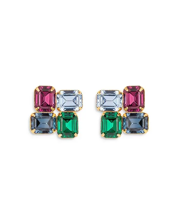 JENNIFER BEHR Piccolo Crystal Square Mosaic Stud Earrings - Multi Pink