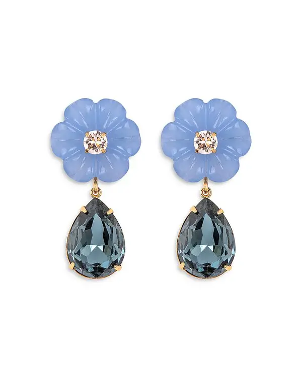 JENNIFER BEHR Juna Gemstone & Crystal Flower Drop Earrings - Blue