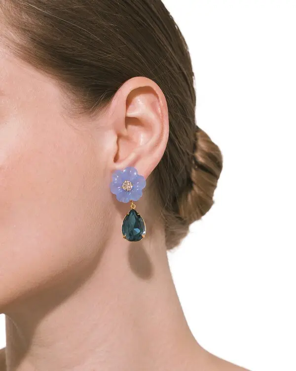 JENNIFER BEHR Juna Gemstone & Crystal Flower Drop Earrings - Blue