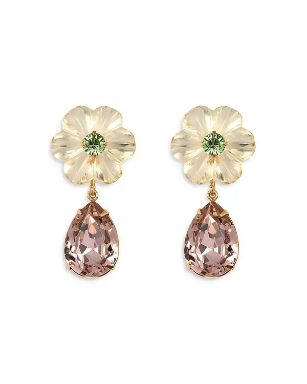 JENNIFER BEHR Juna Gemstone & Crystal Flower Drop Earrings - Pink