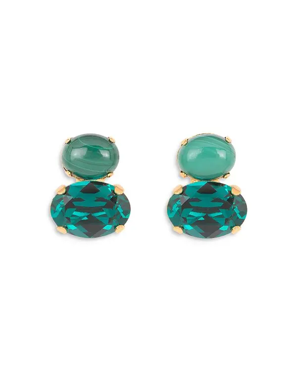 JENNIFER BEHR Yvette Gemstone & Crystal Drop Earrings - Green