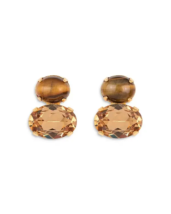 JENNIFER BEHR Yvette Gemstone & Crystal Drop Earrings - Orange