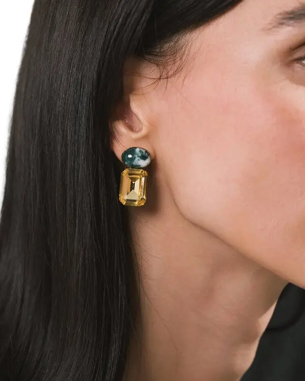 JENNIFER BEHR Elin Agate & Crystal Drop Earrings - Orange